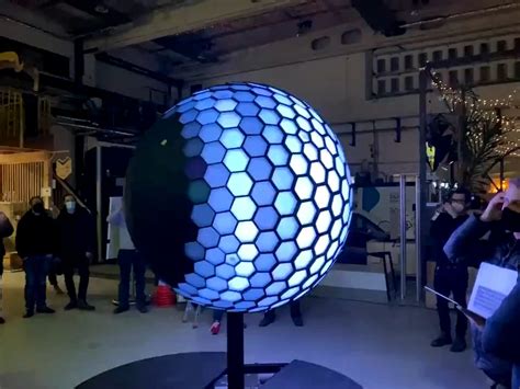 This Ball By Nicholas Perillo Made Up Of Hexagon Tiles With 486 Stepper Motors 86 000 Leds And