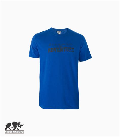 Landa Text Rhino Mens Royal Blue Cotton T Shirt Leisure And Adventure