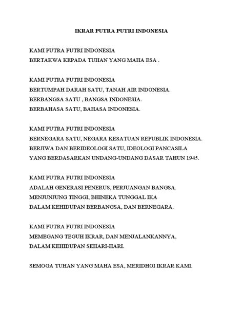 Ikrar Putra Putri Indonesia Pdf