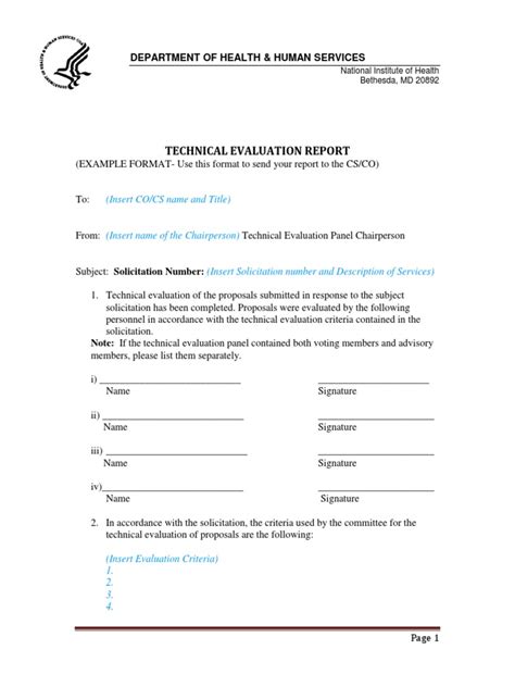 Technical Evaluation Report Pdf Offer And Acceptance National Institutes Of Health