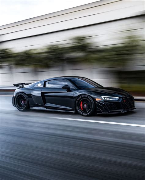 Black Audi Sports Car On Road Custom Audi R8 Sports Car Black R8