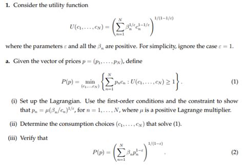 Solved Consider The Utility Function Chegg