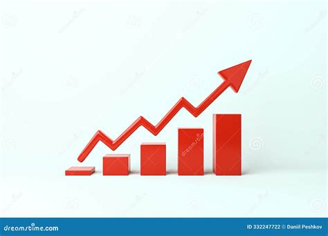 Red Bar Chart With Upward Trend Arrow On Light Background 3d Rendering Stock Illustration