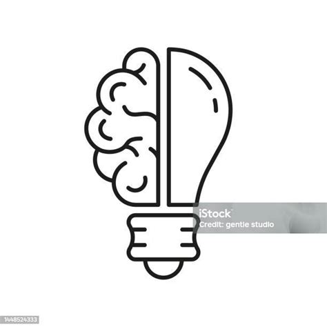 Cerveau Humain Et Ampoule Icône De La Ligne De Concept Didée Créative