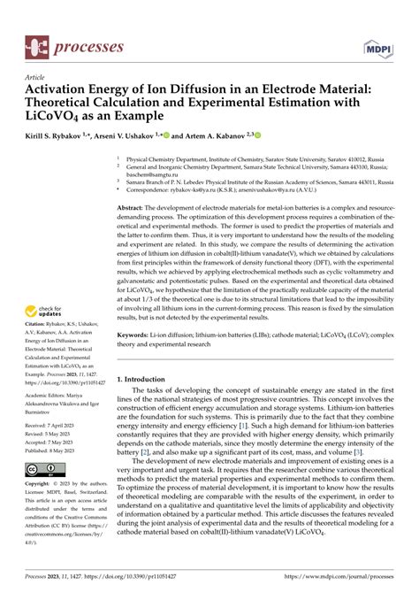 Pdf Activation Energy Of Ion Diffusion In An Electrode Material