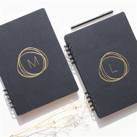 Initial Black Notebook Gold Foiling Paper It