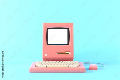 Old Computer Pink Pink Retro Personal Computer System Unit Monitor
