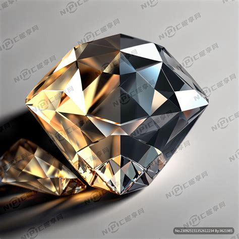 Ai创作图三颗钻石一大两小有反光阴影白色背景 昵图网