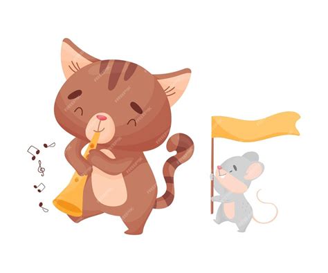 Ratón De Dibujos Animados Y Gato Con Una Pipa Y Una Ilustración De