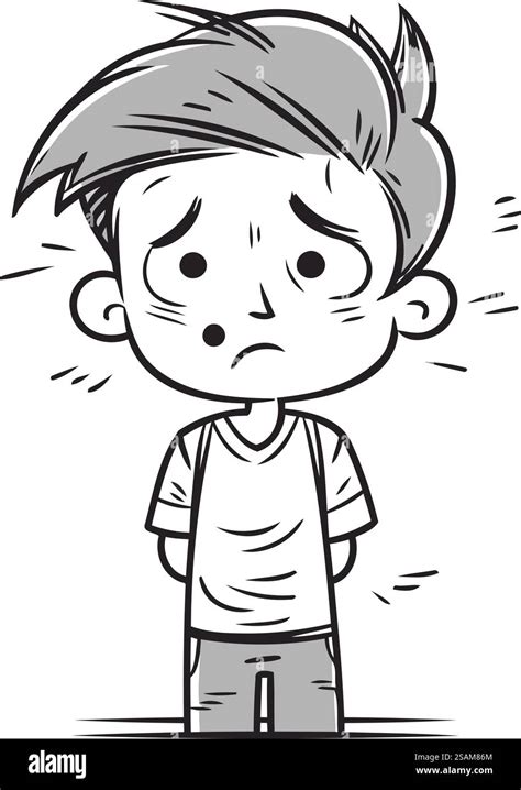 Angry Boy Cartoon Vector Illustration Hand Drawn Angry Boy Icon Stock