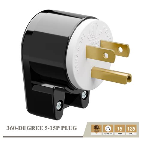 5xpcs Right Angle Nema 5 15p 15a 125v Ac Plug Etl