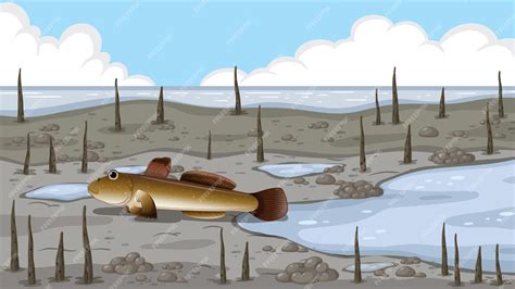 Free Vector Mudskipper Movement Vector Concept