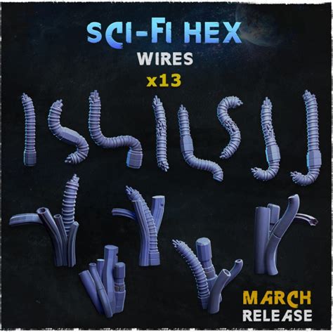 26pc Sci Fi Hex Wires Basing Bits 28mm32mm Basing Materials Modular