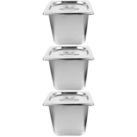 Qiysamall 3pcs Stainless Steel Buffet Pan Rectangle Buffet Dinner Serving Pan Food Container Pan