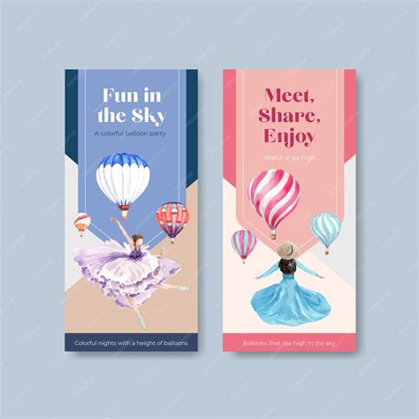 브로셔 및 전단지 수채화 벡터 일러스트 레이 션에 대 한 풍선 축제 컨셉 디자인 전단 템플릿 무료 벡터