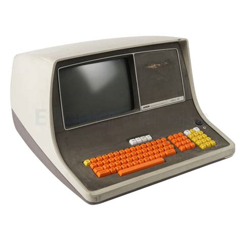 Non Practical Stylish Period Vdu Computer Terminal Adds With Orange Keyboard Electro Props Hire