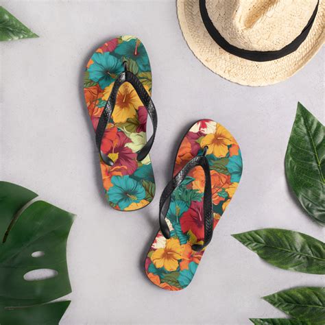 Tropical Hibiscus Flowers Flip Flops