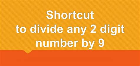 Shortcut To Divide 2 Digit By 9 Yobankexams