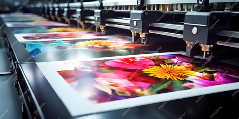 Wide Digital Inkjet Printer In Operation During Production Concept