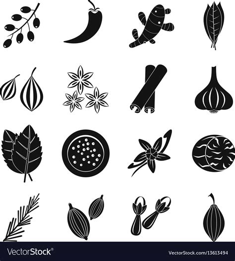 Spice Icons Set Simple Style Royalty Free Vector Image