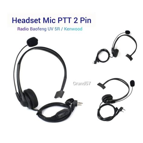 Jual Headset Microphone Mic Ht Ptt Radio Baofeng Uv 5r For Kenwood Walkie Talkie 2 Pin Earset