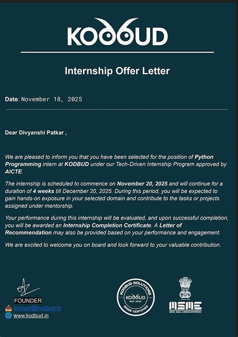 Python Internship Kodbug Aicte Learningbydoing Codingjourney