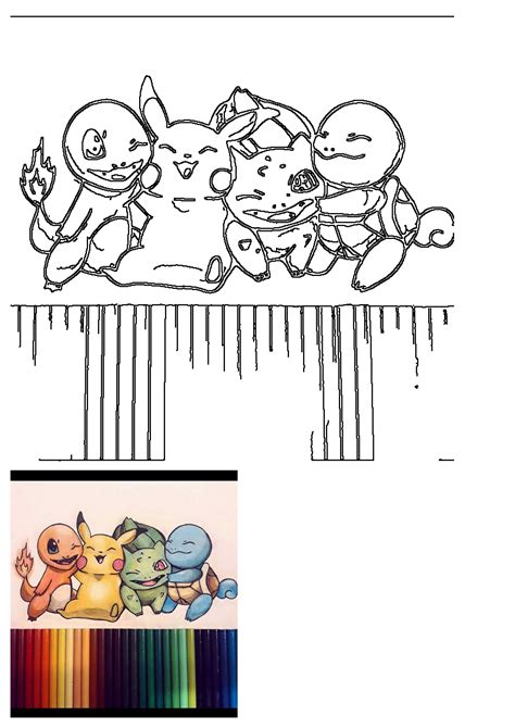 Pokemon Characters Colored Pencil Drawing Coloring Pages Printable