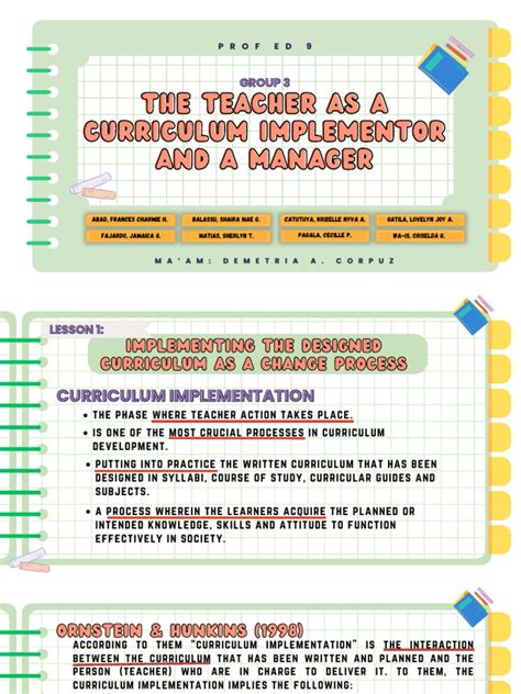 Grp 3 The Teacher As A Curriculum Implementor And A Manager Pdf