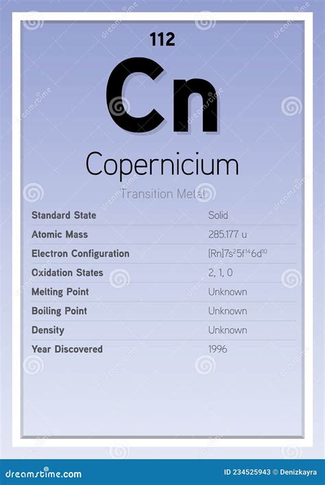 Copernicium On Periodic Table Of The Elements With Element Symbol Cn