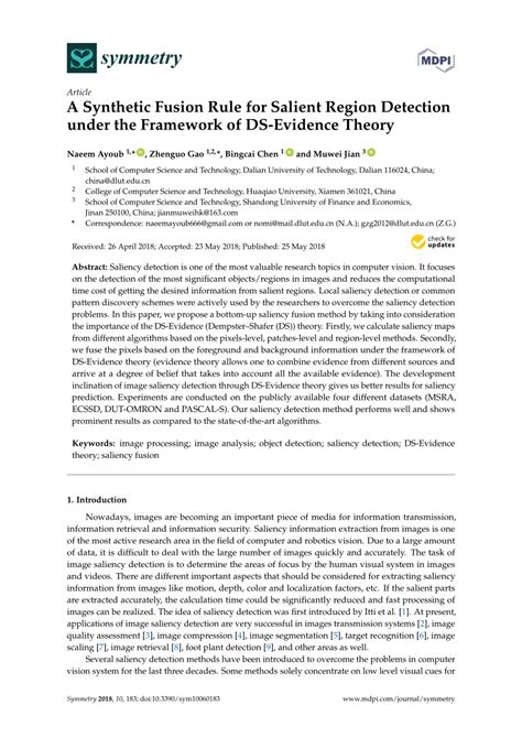 Pdf A Synthetic Fusion Rule For Salient Region Detection Under The