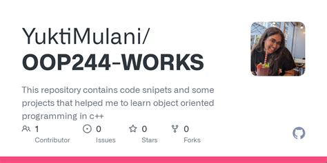 GitHub YuktiMulani OOP244 WORKS This Repository Contains Code
