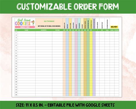 Printable Girl Scout Cookie Order Form 2024 Fanny Printable