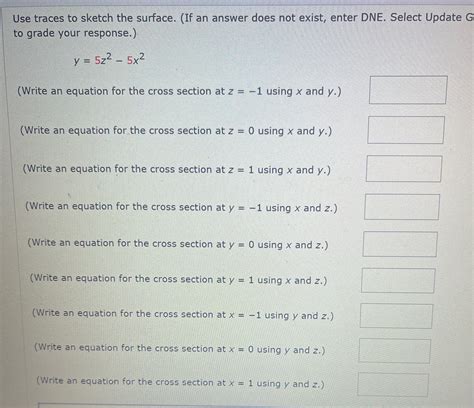 Answered Use Traces To Sketch The Surface If An Answer Does Not