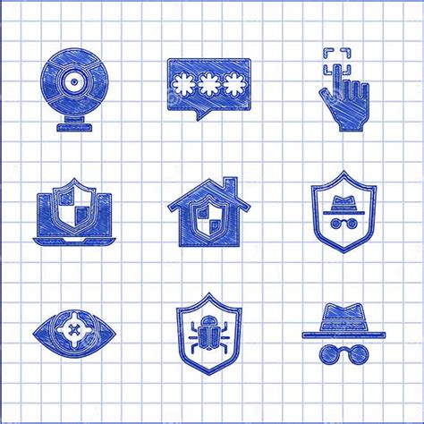 Set House Under Protection System Bug Incognito Mode Eye Scan Laptop Protected With Shield