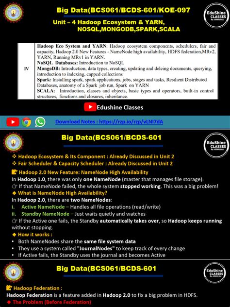 Big Data Unit 4 Easy Notes Edushine Classes Pdf Apache Hadoop