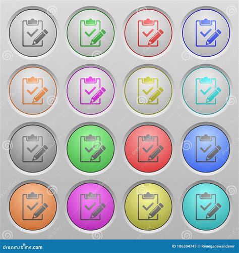 fill out checklist icons on color glossy rectangular menu button
