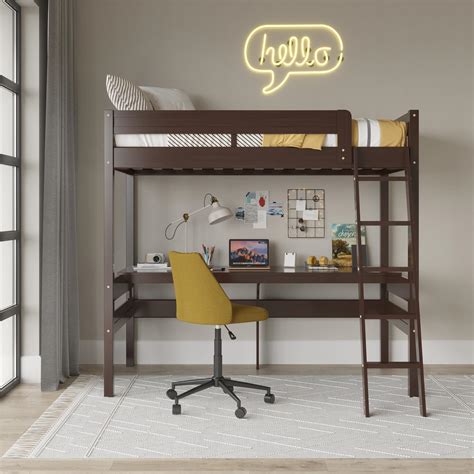 Dhp Harlan Twin Size Loft Bed With Desk And Ladder Espresso