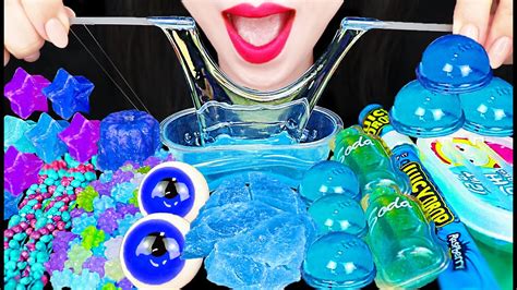 Asmr Blue Desserts Bubble Jelly Juicy Drop Kohakuto 버블 젤리 파란색 먹방