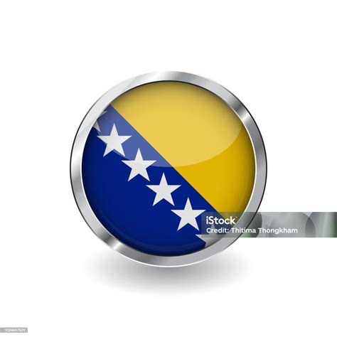 금속 프레임과 그림자 플래그 버튼입니다 플래그 아이콘 배지 광택 효과와 금속 테두리 벡터 흰색 바탕에 현실적인 벡터 일러스트입니다 0명에 대한 스톡 벡터 아트 및 기타