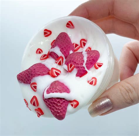 White Chocolate Strawberries Diy Clay Slime Squishy Squashy Slimes