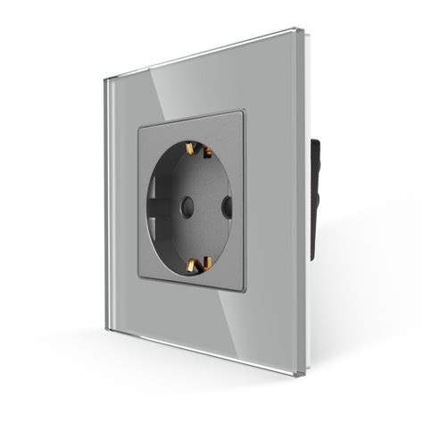 КОНТАКТ С ДЕТСКА ЗАЩИТА И РАМКА СТЪКЛО СИВ Luxon