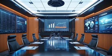 Modern Conference Room With Data Analytics Displays And Sleek Design