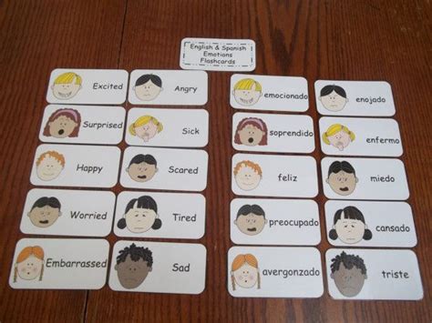 Emotions Flash Cards In English And Spanish Preschool Thru Third