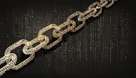 Premium Photo Blockchain Concept Digital Code Chain On Black