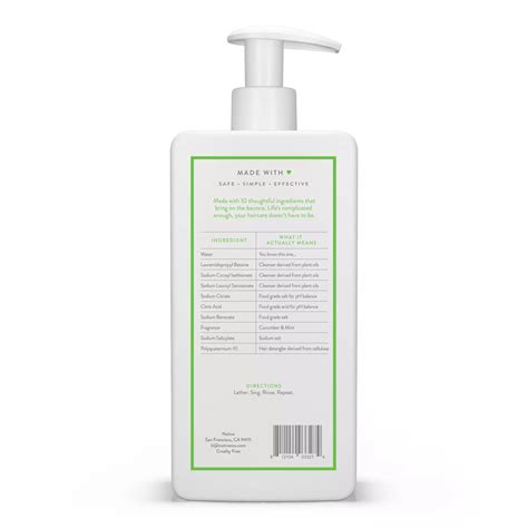 Native Volumizing Shampoo Cucumber And Mint Shop Shampoo