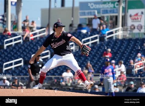 Washington Nationals Pitcher Thaddeus Ward Throws During The Fifth Inning Of A Spring Training