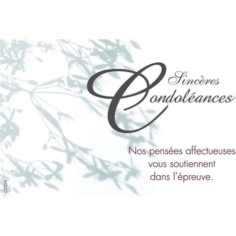 Afie Pochette De 5 Cartes Sincères Condoléances Nos Pensées