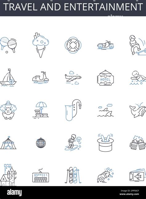 Travel And Entertainment Line Icons Collection Journey Excursion