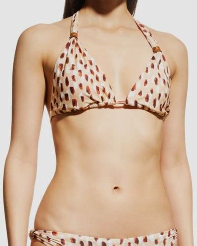 97 Lenny Niemeyer Womens Beige Halter Bikini Top Swimwear Size Large