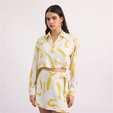 Buy Mixt By Nykaa Fashion White And Yellow Abstract Print Oversized